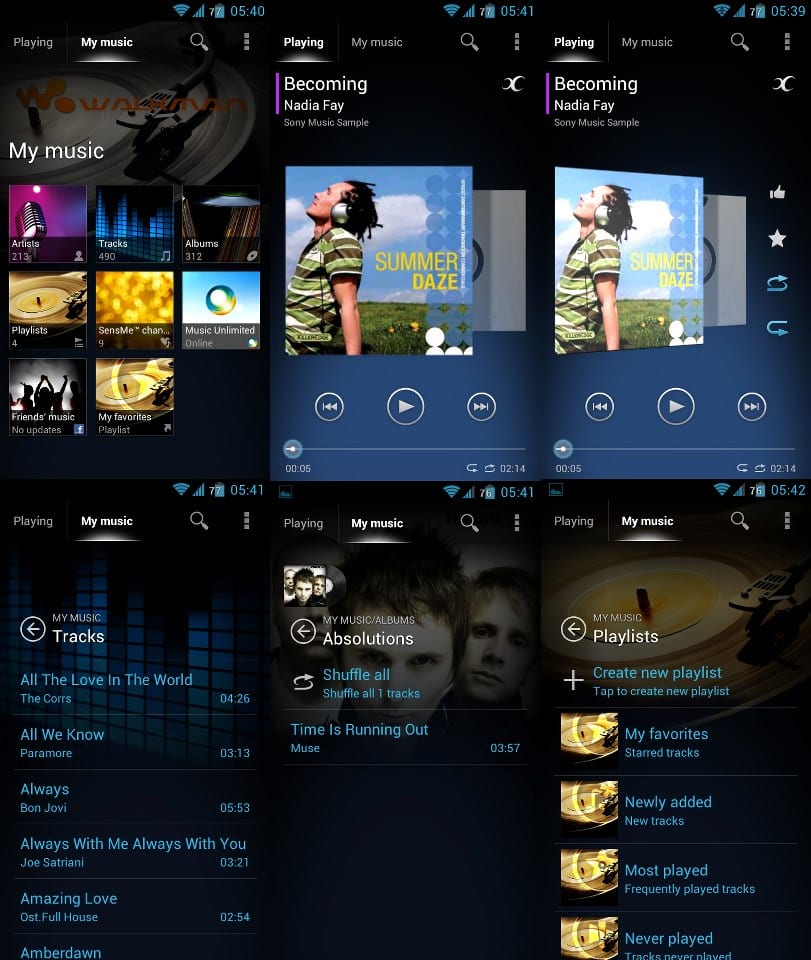 App Xperia Z Walkman Clear Audio+, Movies Album e launcher para ...