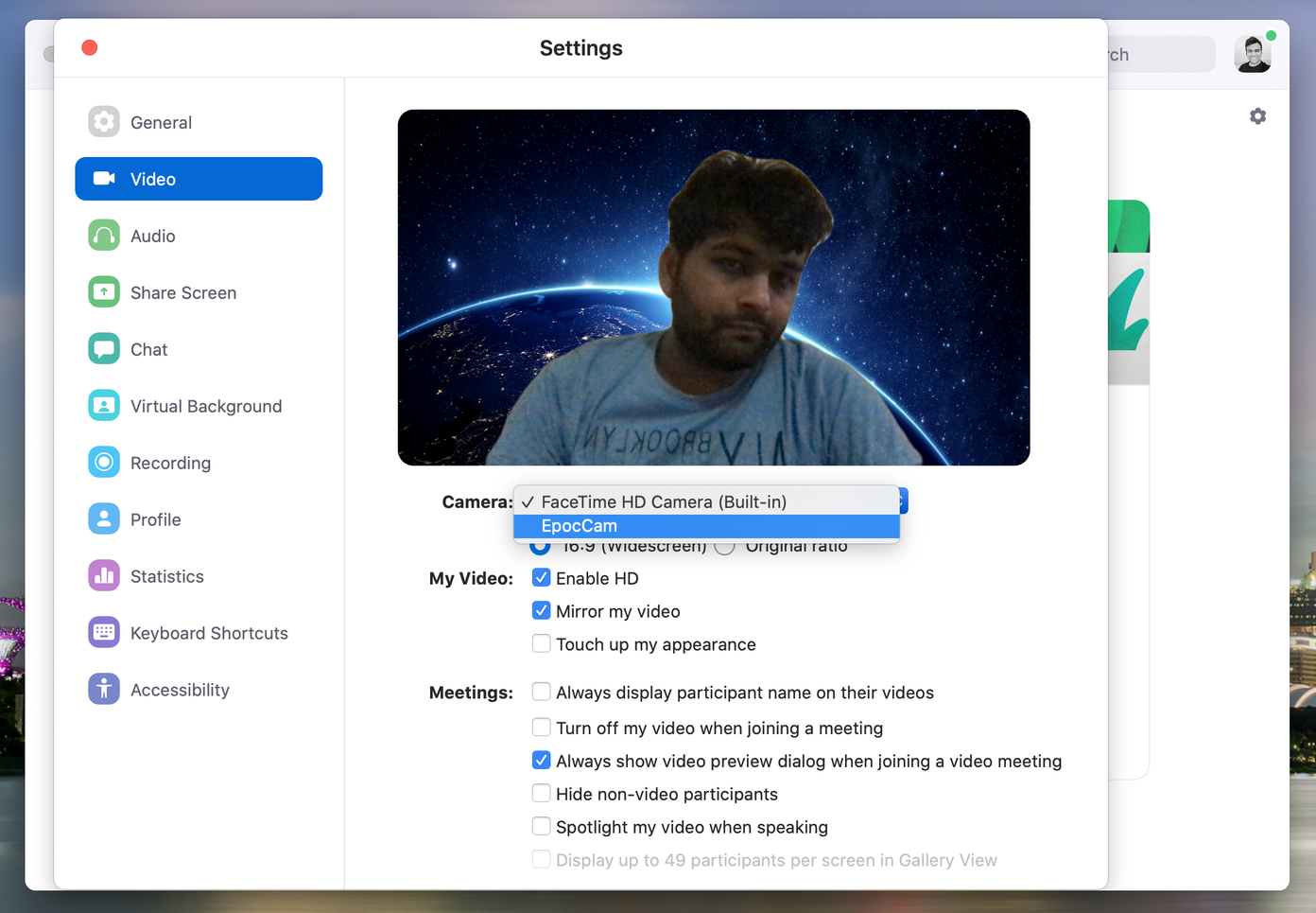 Como usar o EpocCam com zoom, Microsoft Teams, Skype e Google Meet no Mac