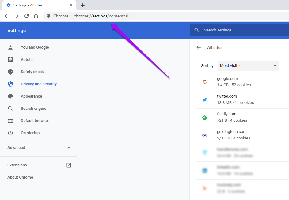 Como limpar os cookies e o cache do Chrome apenas em um site