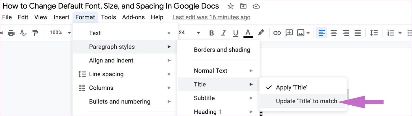 Como alterar a fonte, o tamanho e o espaçamento padrão no Google Docs