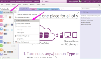 Como compartilhar o OneNote Notebook no desktop e no celular