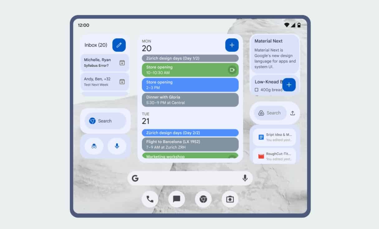 Google Agenda, notícias e fi - Obtenha material do Android 12 para seus ...