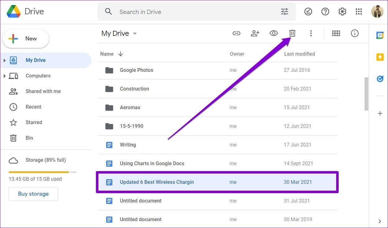 Como excluir ou restaurar arquivos no Google Drive