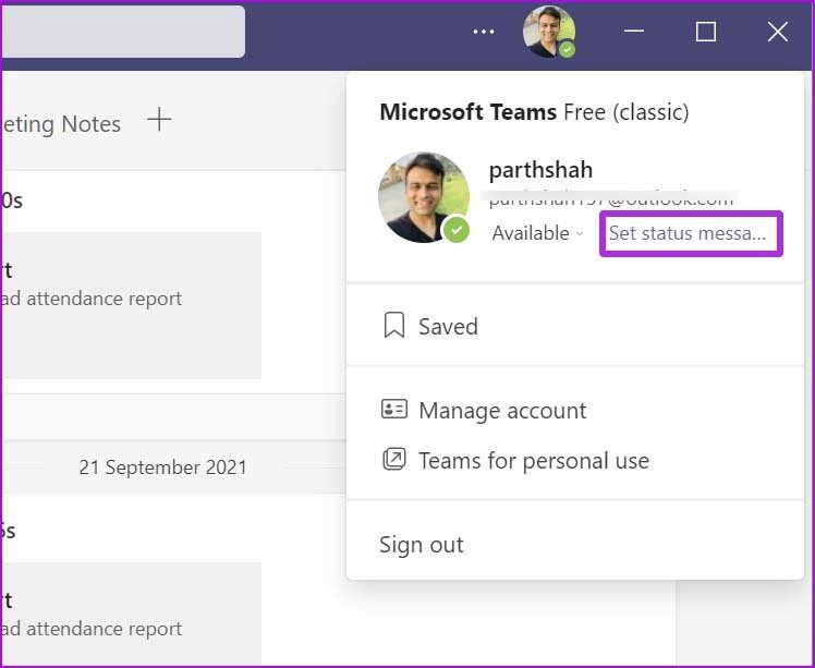 Como definir a mensagem de ausência temporária no Microsoft Teams