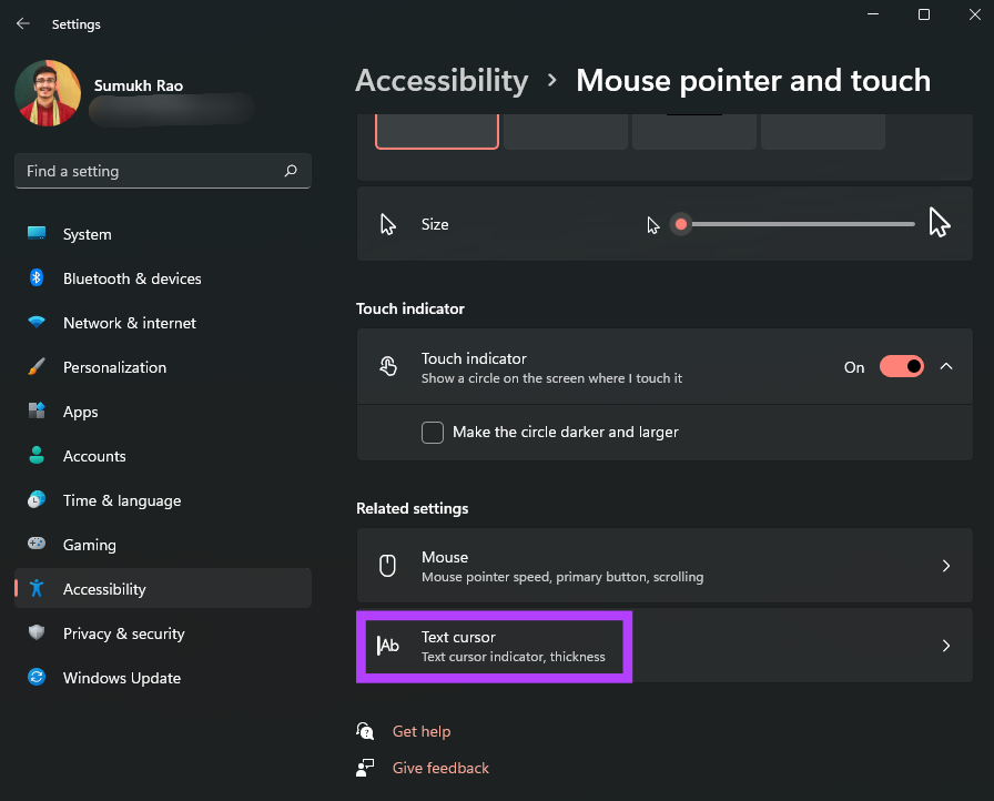 Como personalizar o cursor do mouse no Windows 11