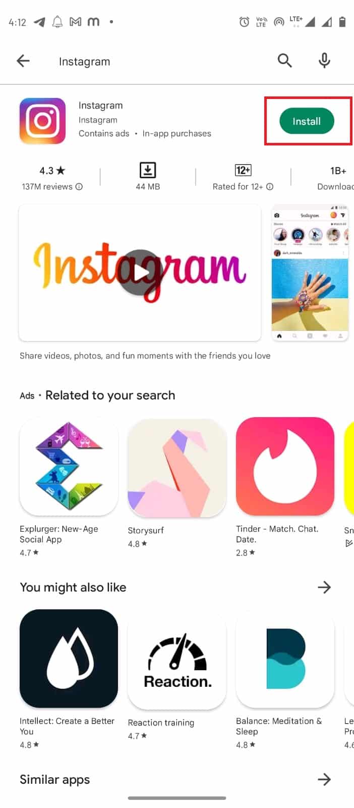 Corrigir o erro de login obrigatório de feedback do Instagram