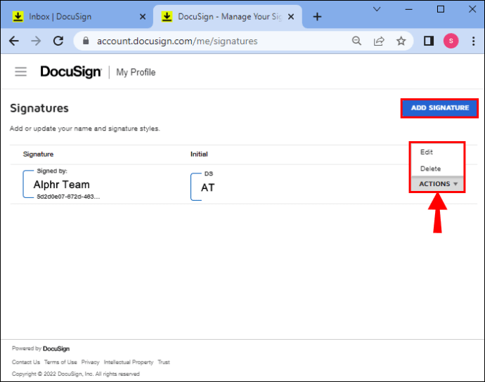 Como alterar uma assinatura no DocuSign
