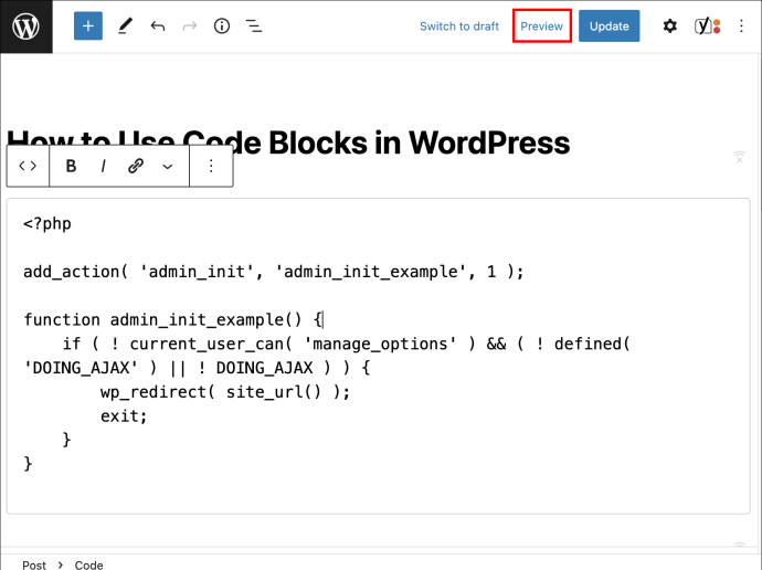 Como usar blocos de código no WordPress