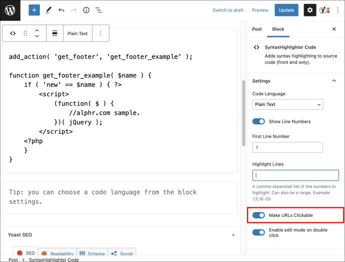 Como usar blocos de código no WordPress