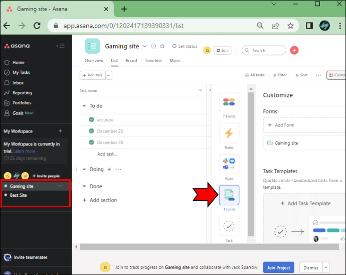Como criar um formulário no Asana