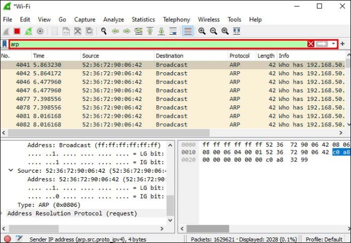 Como encontrar o endereço MAC com o WireShark