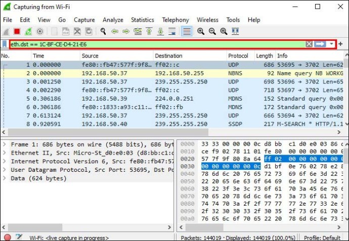 Como encontrar o endereço MAC com o WireShark