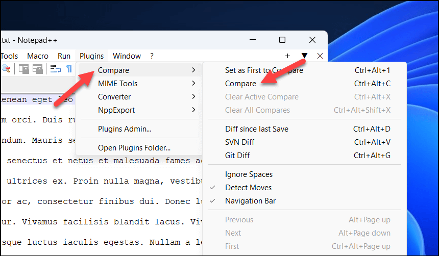 Como comparar dois arquivos no Notepad++